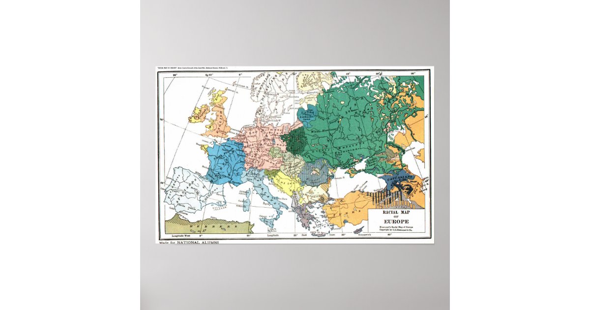Racial Map of Europe Poster | Zazzle