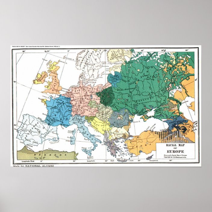 Racial Map of Europe Poster | Zazzle