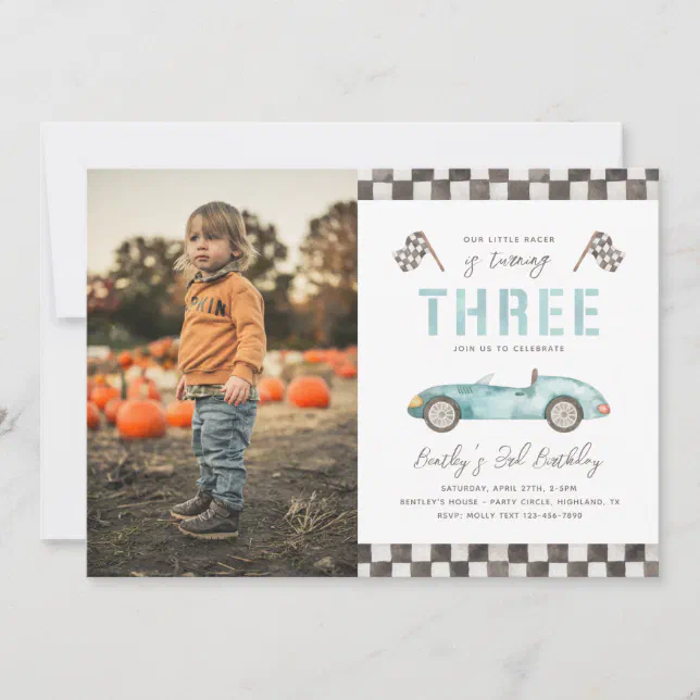 Racing 3rd Birthday Invitation | Racing Invitation | Zazzle