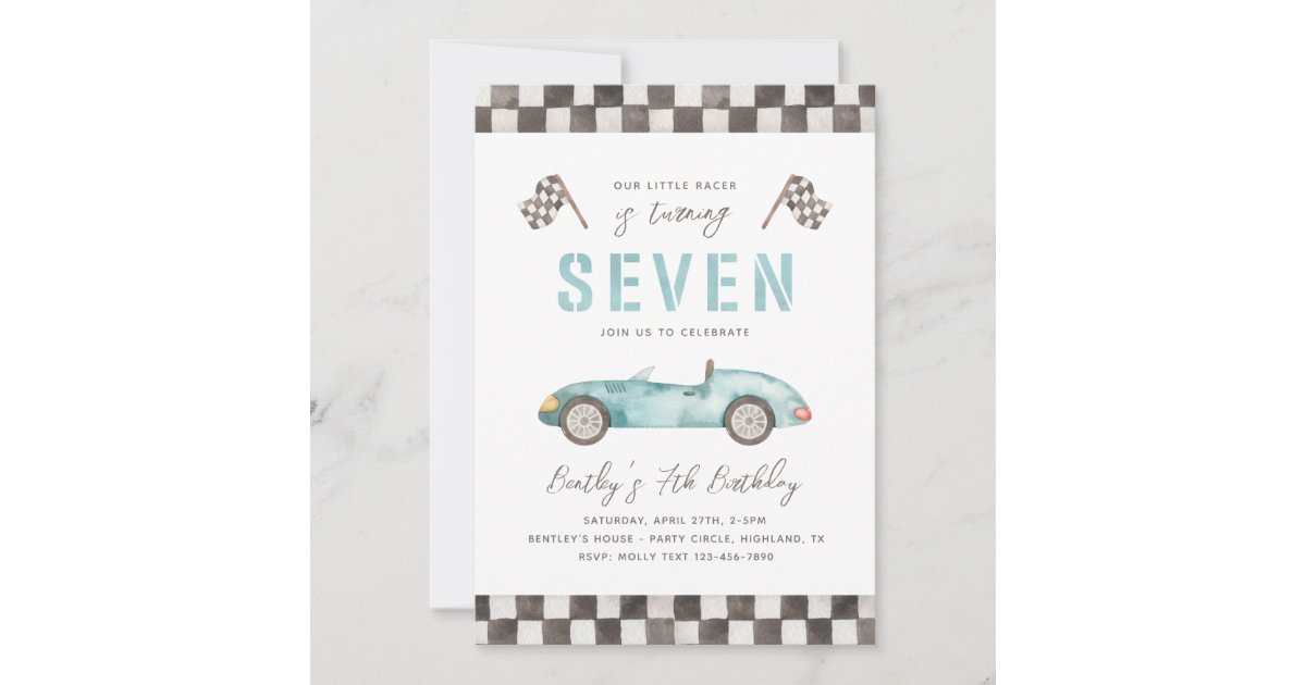 Racing 7th Birthday Invitation | Racing Invitation | Zazzle