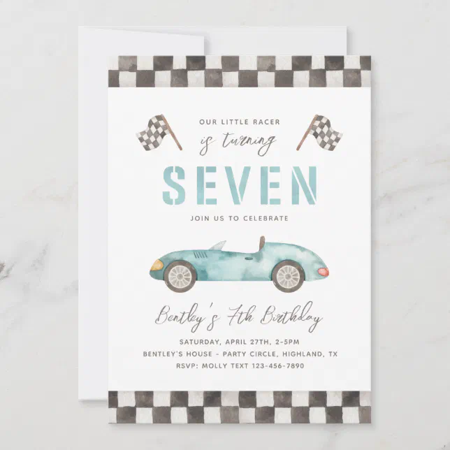 Racing 7th Birthday Invitation | Racing Invitation | Zazzle