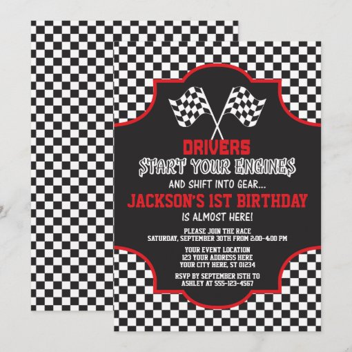 Racing Birthday Invitation, Race Car Invite | Zazzle