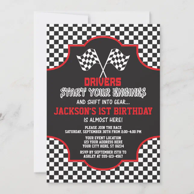 Racing Birthday Invitation, Race Car Invite | Zazzle