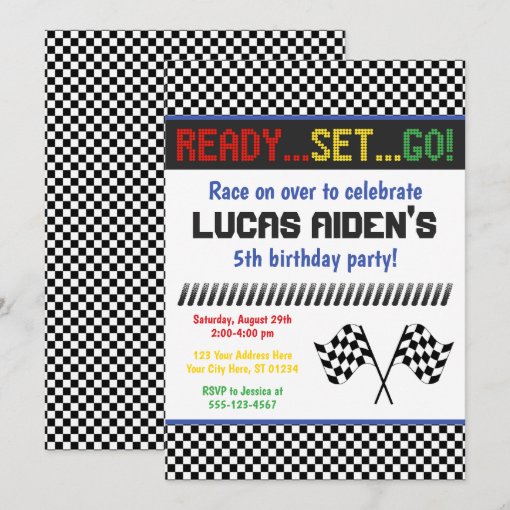 Racing Birthday Invitation | Race Car Invite | Zazzle