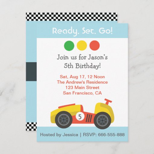 Racing Birthday Theme Party Invitation | Zazzle