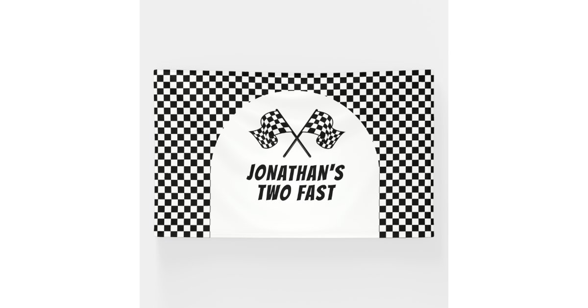 Racing Birthday Two Fast backdrop banner | Zazzle