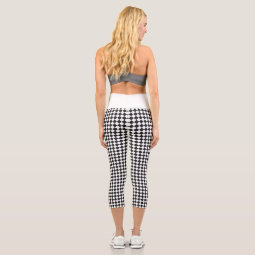 Racing Black White Checker Flag Custom Initials Capri Leggings | Zazzle