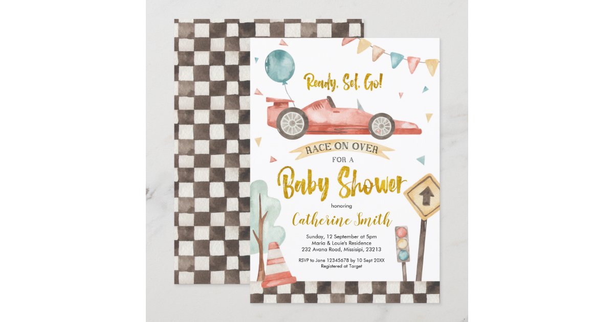 Racing Boy Baby Shower Invitation | Zazzle