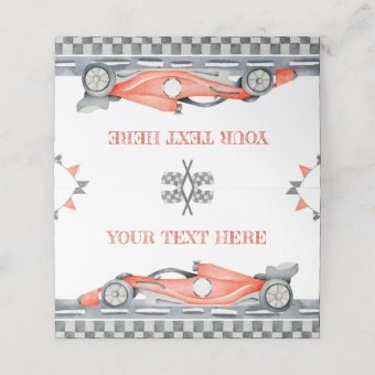 Racing Car 1st Birthday Tent Place Card | Zazzle