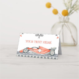 Racing Car 1st Birthday Tent Place Card | Zazzle