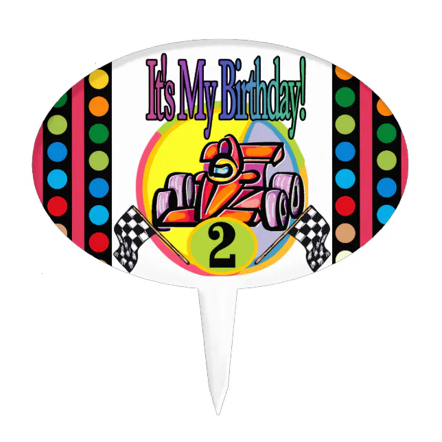 Racing Car 2nd Birthday Cake Topper | Zazzle