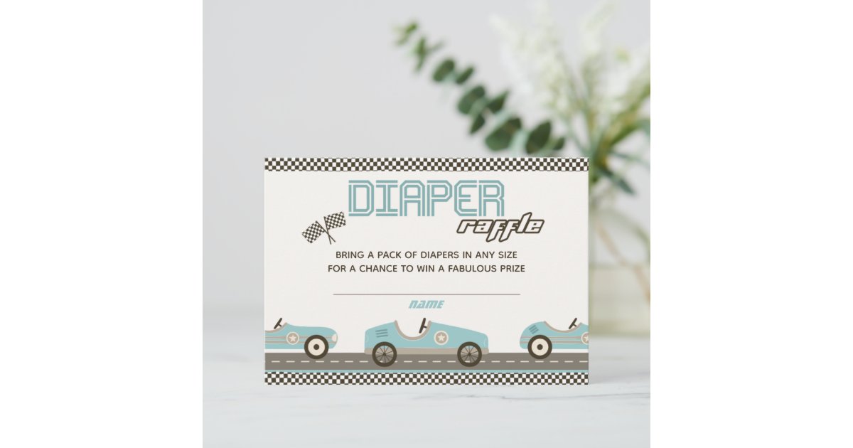 Racing Car Baby Shower Diaper Raffle Card | Zazzle