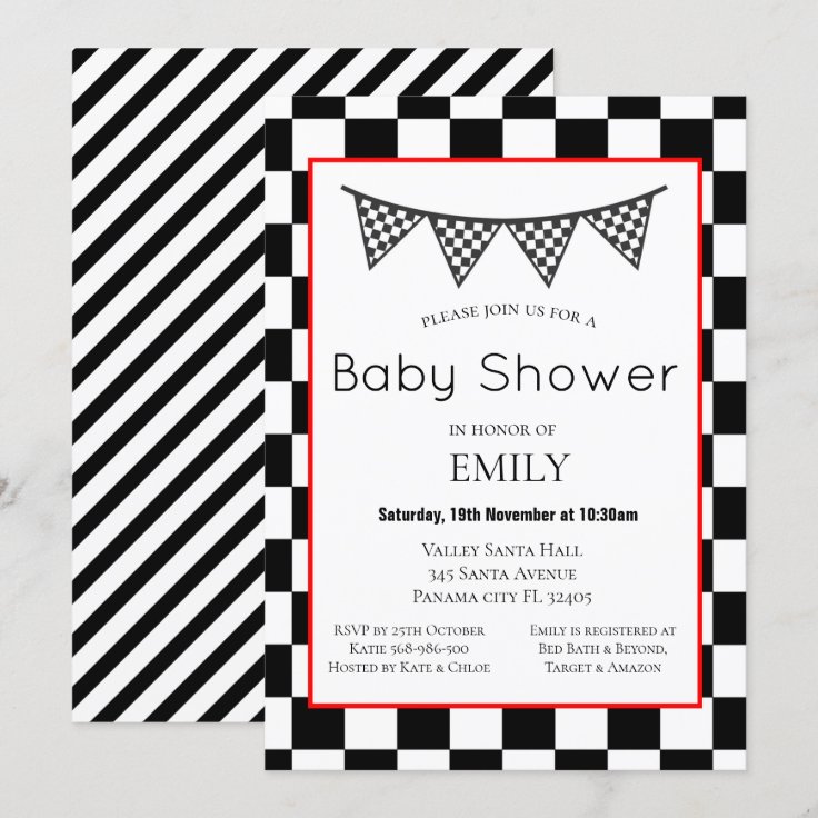 Racing Car Baby Shower Invitation, Birthday Invitation | Zazzle