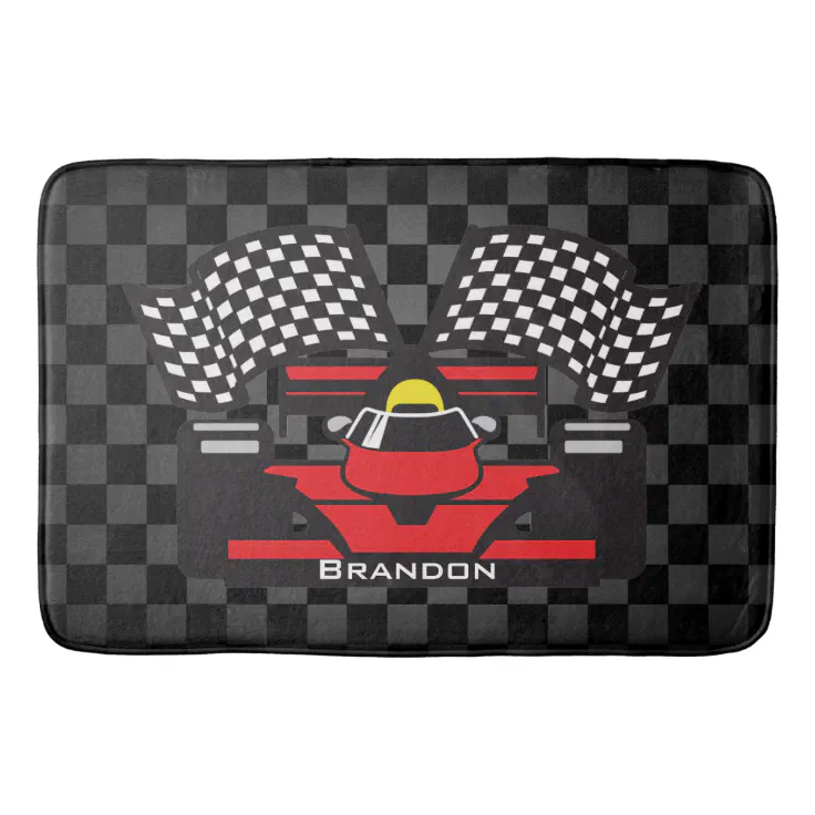 Racing Car Design Bath Mat | Zazzle