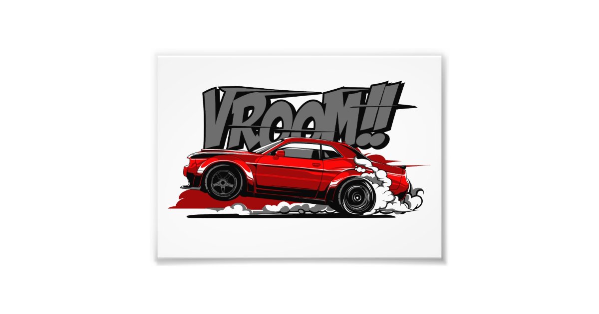 RACING CAR FULL SPEED VROOM! PHOTO PRINT | Zazzle