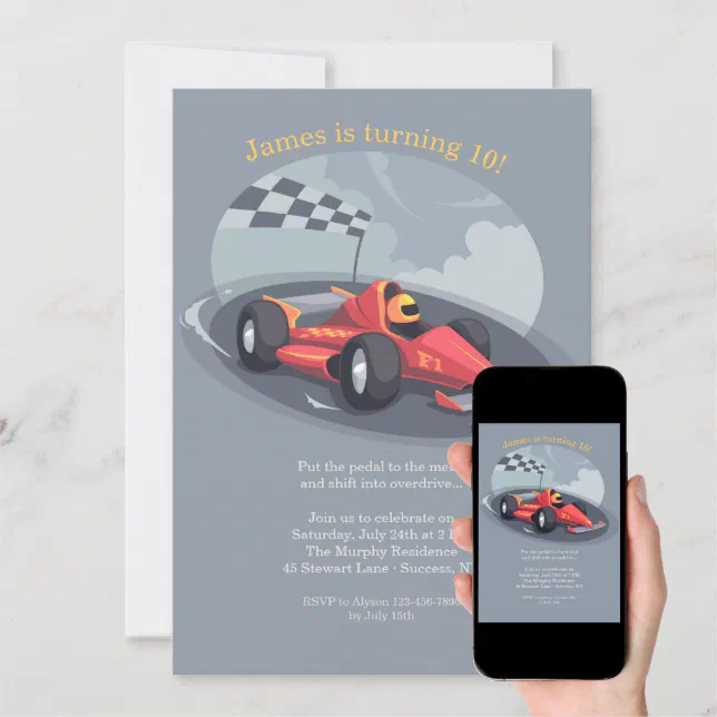 Racing Car Invitation | Zazzle