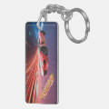 Racing Car Keychain with a Luxury Red Sports Car | Zazzle