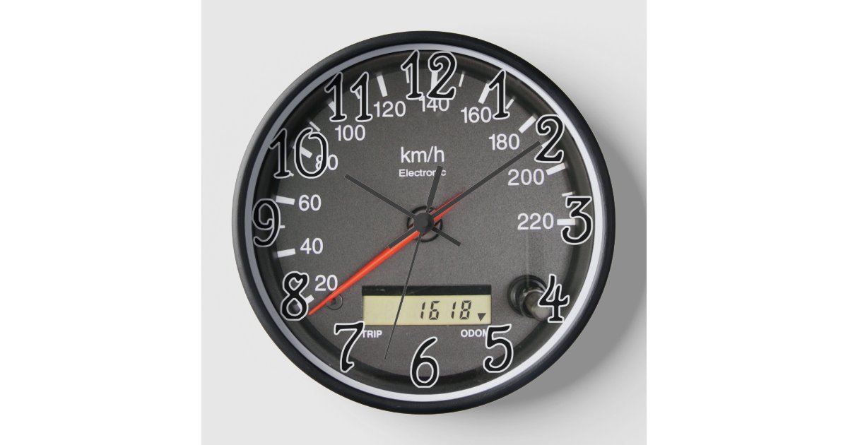 Racing car Odometer design Wall Clock | Zazzle