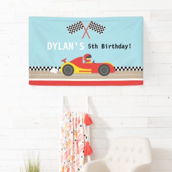 Racing Car Racer Boys Birthday Party Personalized Banner | Zazzle