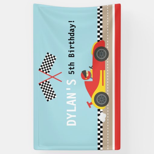 Racing Car Racer Boys Birthday Party Personalized Banner | Zazzle