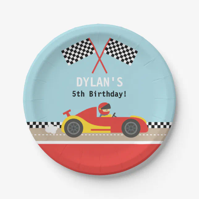 Racing Car Racer Boys Birthday Party Supplies Paper Plates | Zazzle