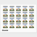 Racing Car Road Houses Name Happy Birthday Square Sticker | Zazzle