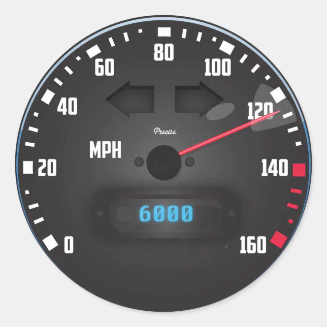 Racing Car speedometer Classic Round Sticker | Zazzle