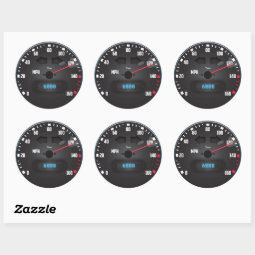 Racing Car speedometer Classic Round Sticker | Zazzle