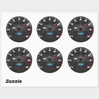 Racing Car speedometer Classic Round Sticker | Zazzle