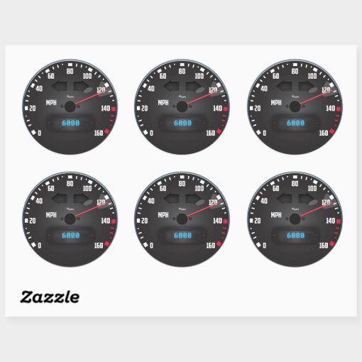 Racing Car speedometer Classic Round Sticker | Zazzle