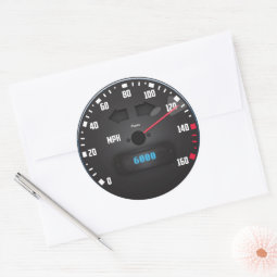 Racing Car speedometer Classic Round Sticker | Zazzle