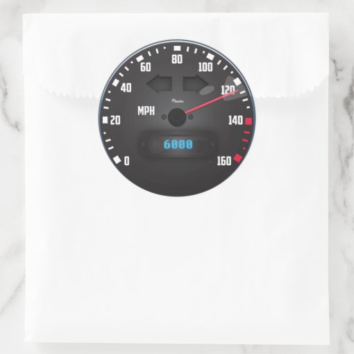 Racing Car speedometer Classic Round Sticker | Zazzle