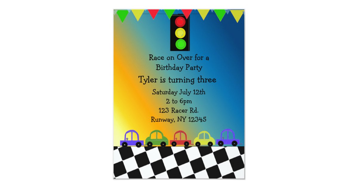 Racing Car Traffic Light Birthday Party Invitation | Zazzle.com