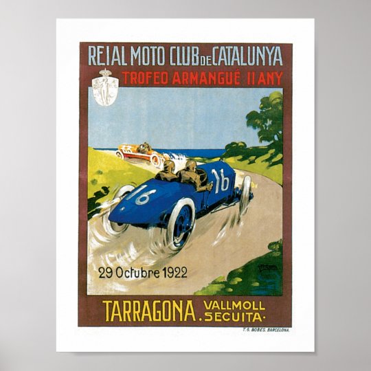 Racing cars 1922 Vintage Art Print Poster | Zazzle.com