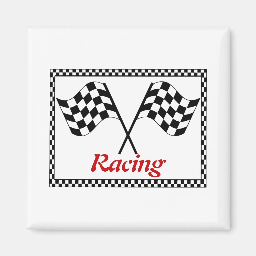 Racing Checkerboard Flags Magnet | Zazzle