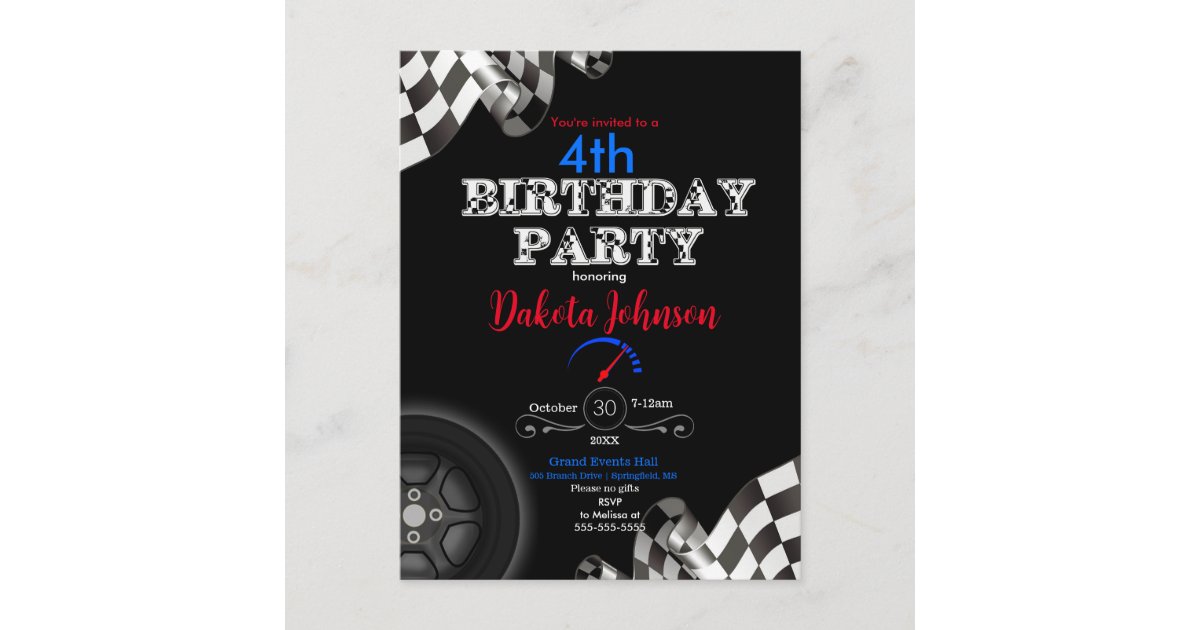 Racing Checkered Flag Invitation | Zazzle
