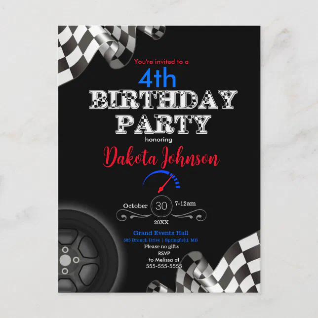Racing Checkered Flag Invitation | Zazzle