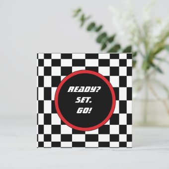 Racing Checkers Birthday Party Invitations | Zazzle