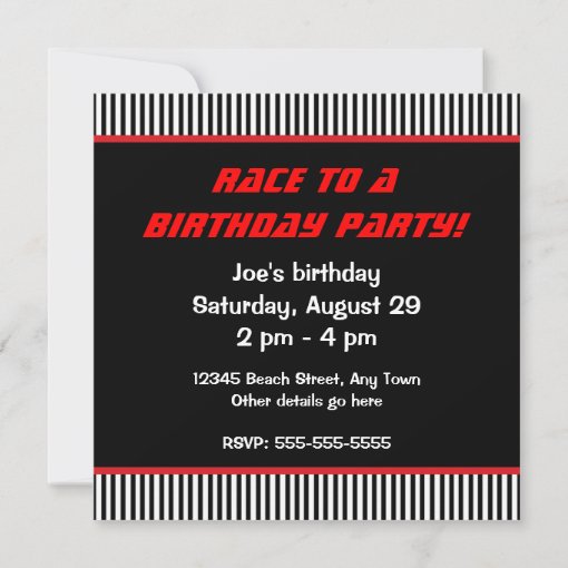 Racing Checkers Birthday Party Invitations | Zazzle