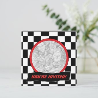 Racing Checkers Birthday Party Invitations | Zazzle