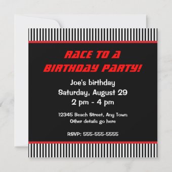 Racing Checkers Birthday Party Invitations | Zazzle