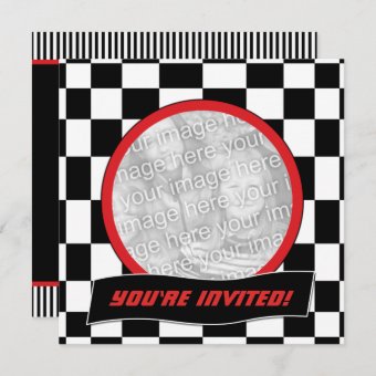 Racing Checkers Birthday Party Invitations | Zazzle