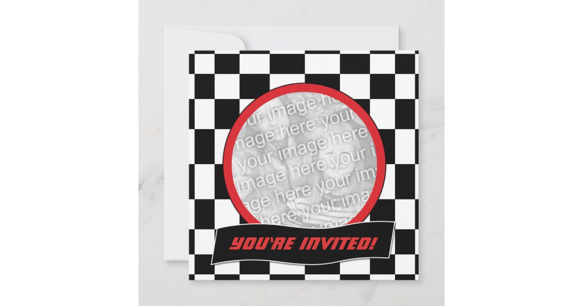 Racing Checkers Birthday Party Invitations | Zazzle