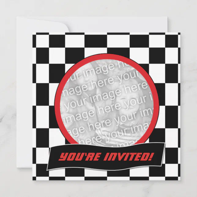 Racing Checkers Birthday Party Invitations | Zazzle