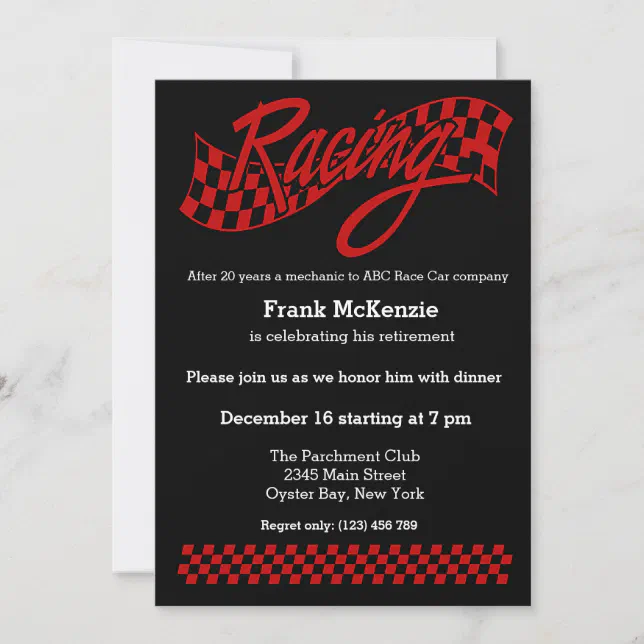 Racing, choose your background color invitation | Zazzle