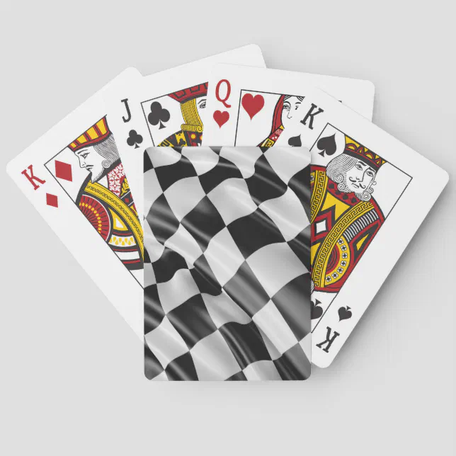 Racing Fan Checkered Flag Finish Line Poker Cards | Zazzle