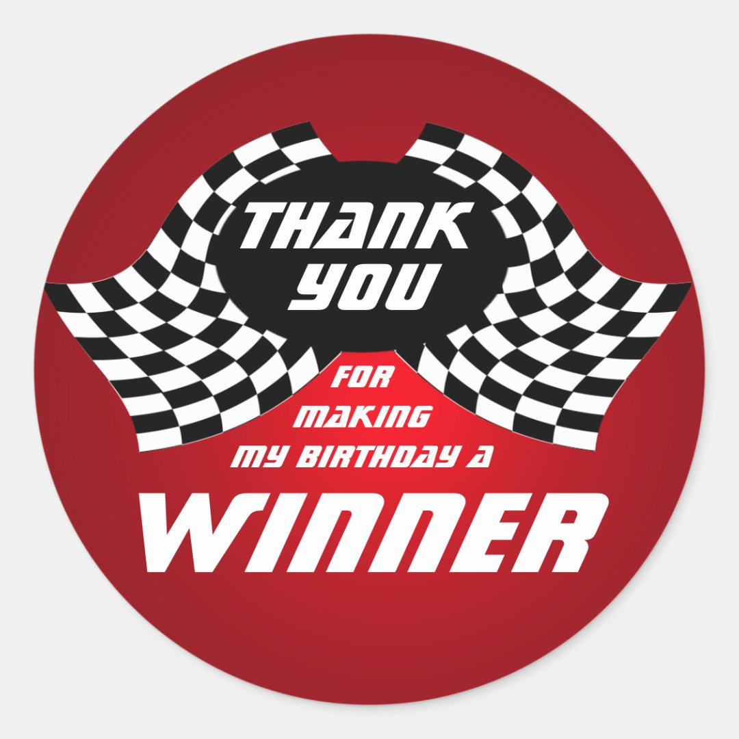 Racing Flags Thank You Red Classic Round Sticker | Zazzle
