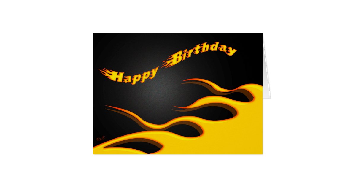 Racing Flames: Happy Birthday Card | Zazzle.com