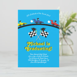 Racing Race Car Graduation Party Invitation | Zazzle