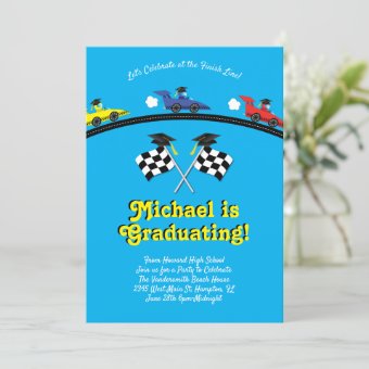 Racing Race Car Graduation Party Invitation | Zazzle